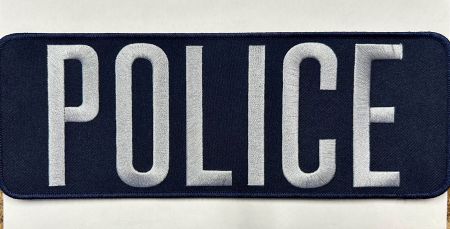 Dave's Uniforms, LLC - POLICE BACK PATCH - MEDIUM SILVER on NAVY - WITH ...