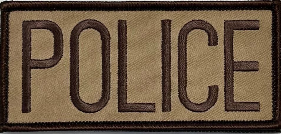 Dave's Uniforms, LLC - POLICE ID PATCH - 4"W X 2"T - BROWN ON KHAKI TAN ...